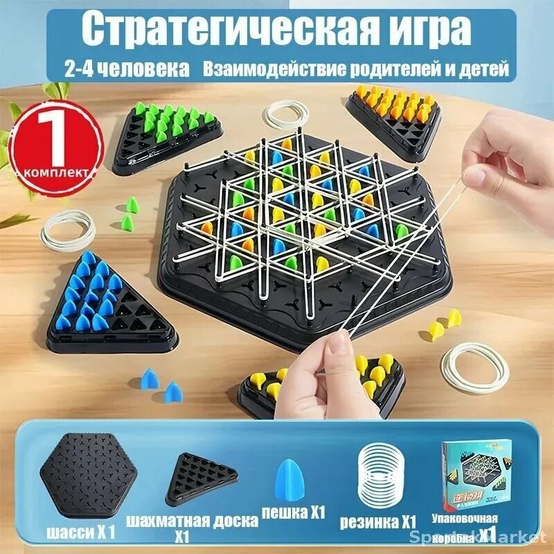 Эксклюзивная настольная игра Triggle с резиночными элементами, комплект шахмат Треугольная Цепочка для развлечений взрослых и детей