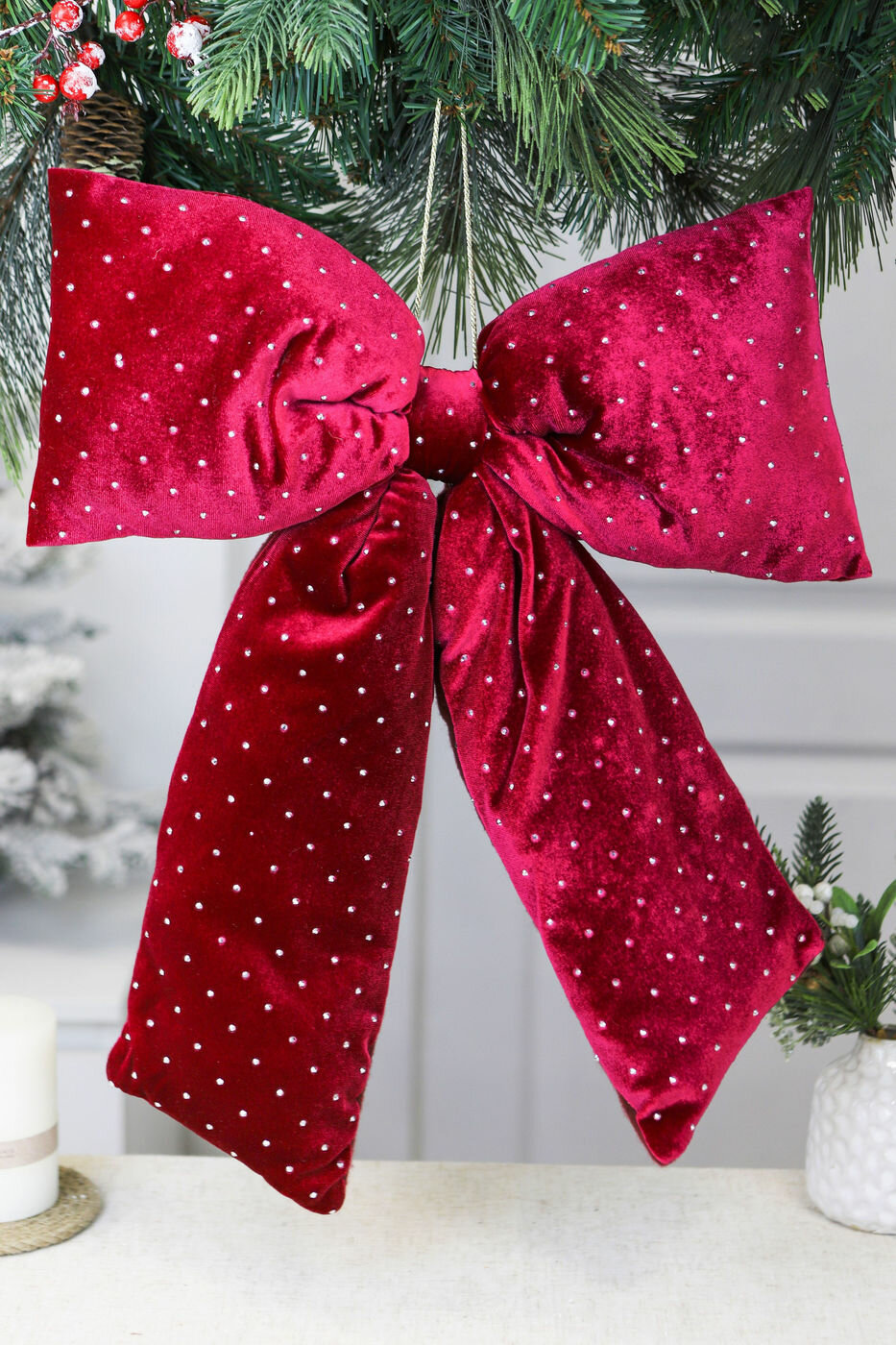 Декоративный бант дивия, текстиль, бордовый, 50х39 см, Edelman 1180405