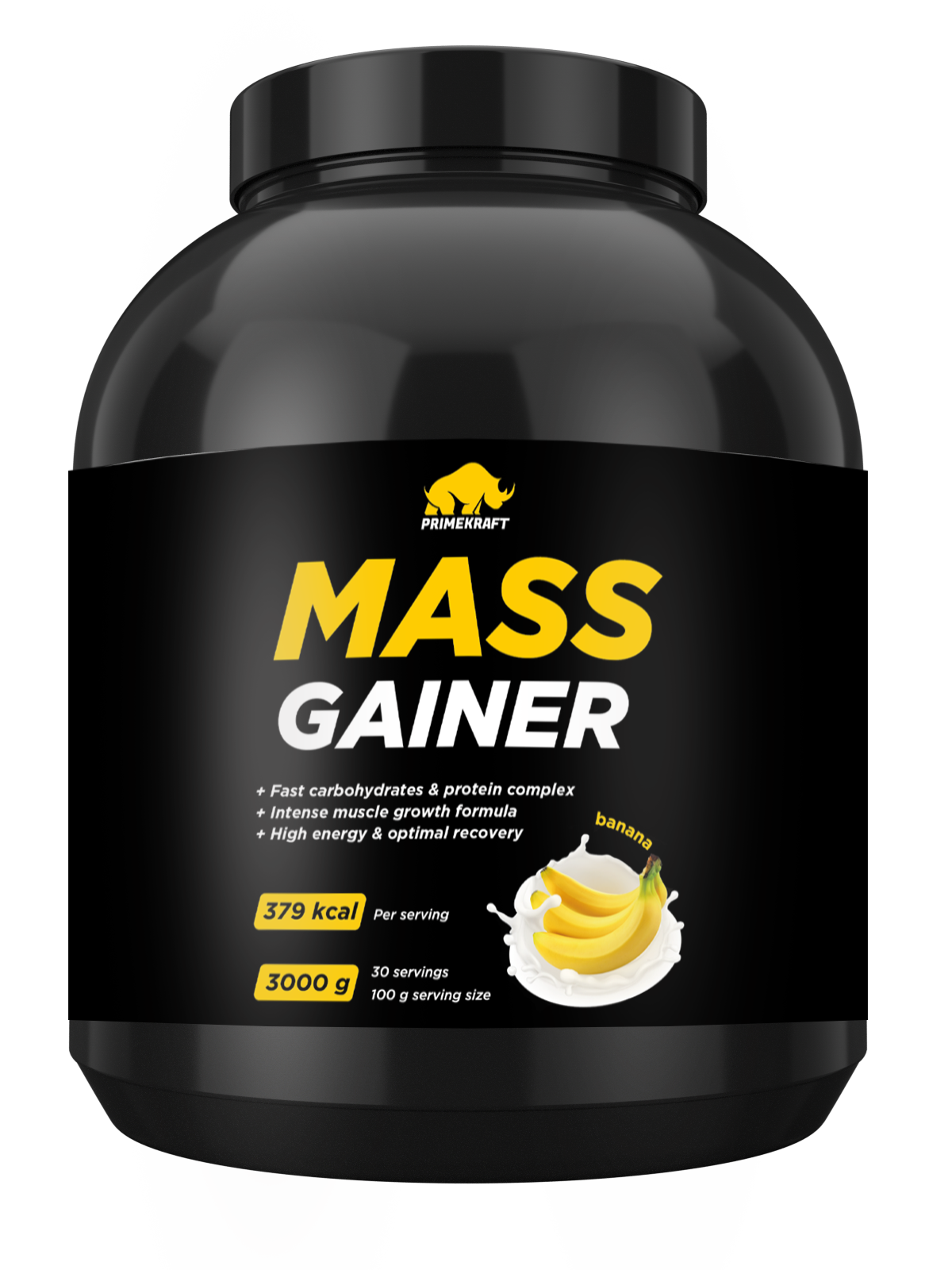 Гейнер Prime Kraft "Mass Gainer" 3000 г, банан для набора мышечной массы