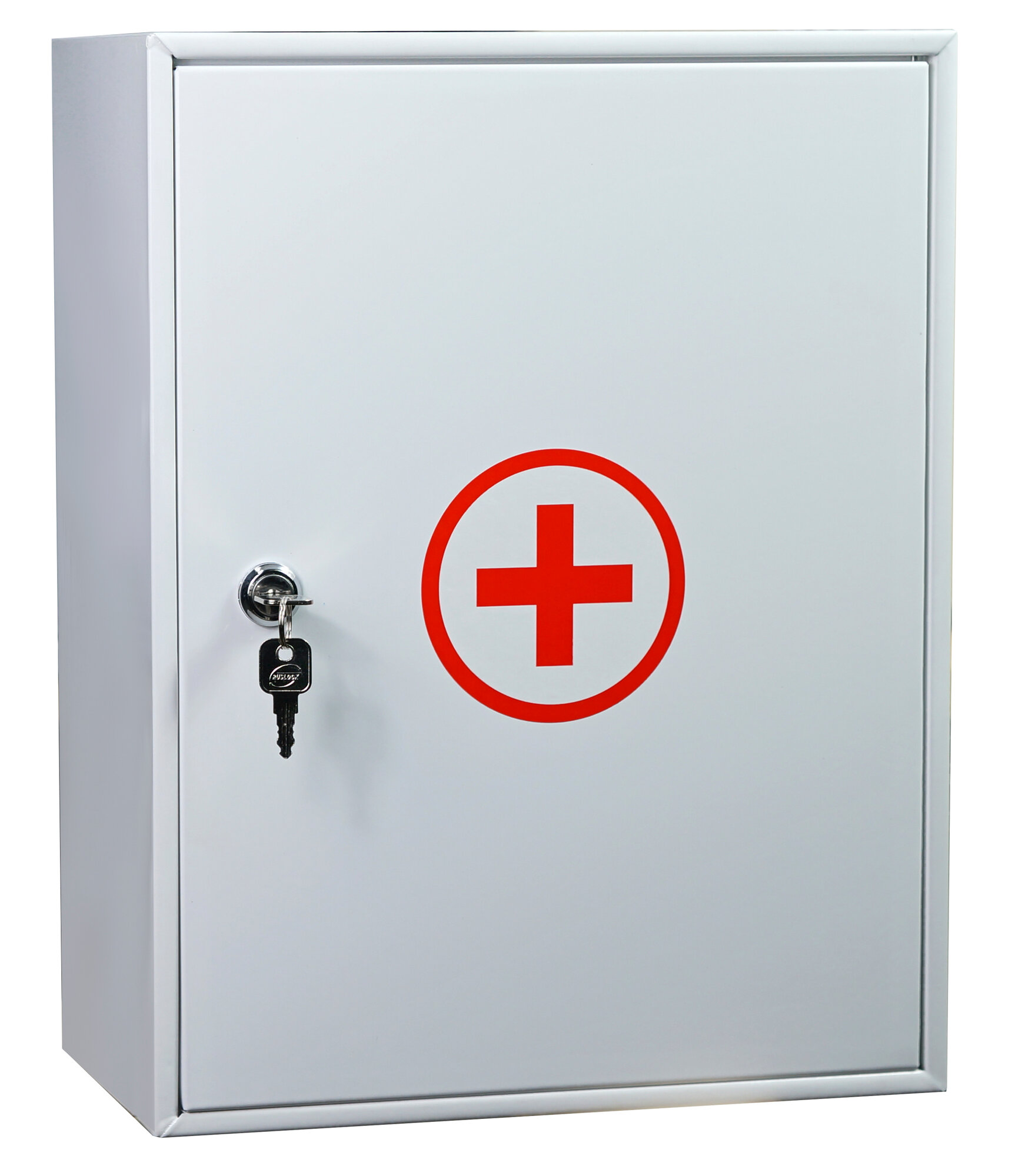 Аптечка настенная металлическая для медикаментов Klesto G39 с ключевым замком 390х300х160 мм. (ВхШхГ) (пустая)