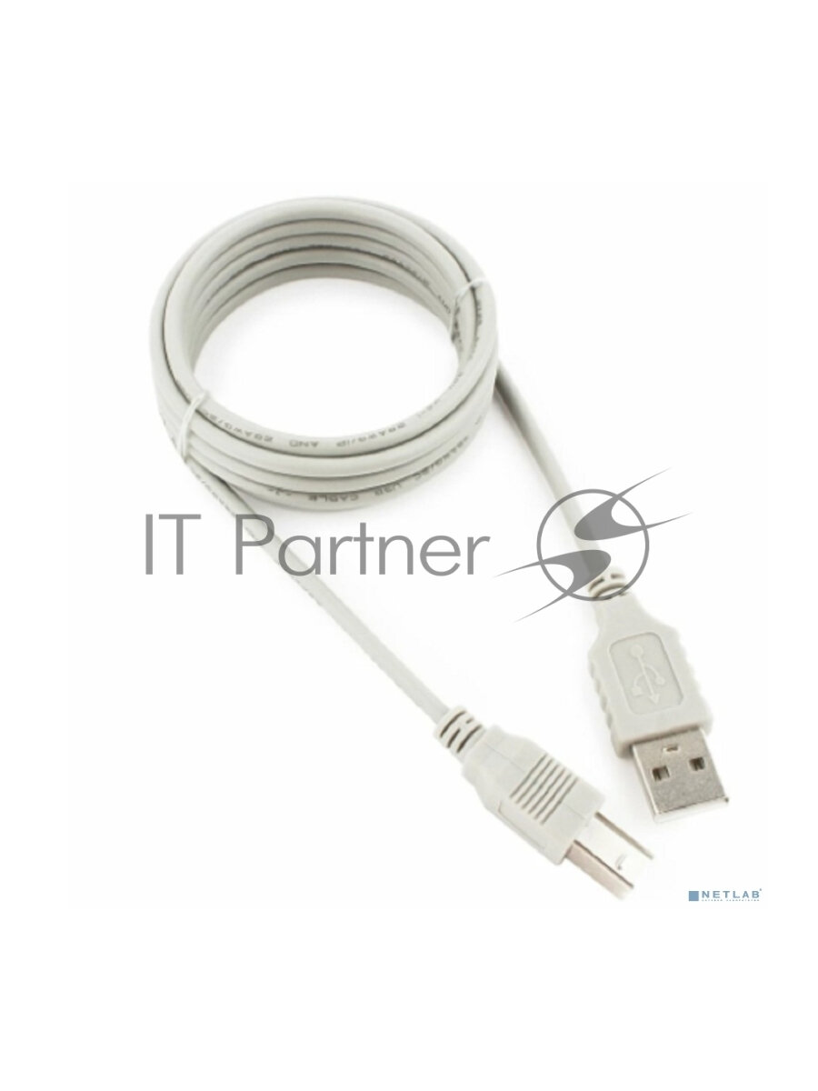 Кабель USB2.0 Cablexpert CC-USB2-AMBM-6-N, AM/BM, медь, 1.8м, серый, пакет