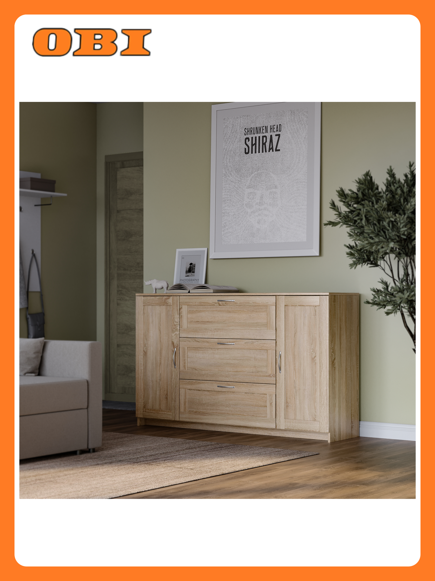 Тумба Шведский Стандарт Сириус 2 двери и 3 ящика 156х95 см дуб сонома