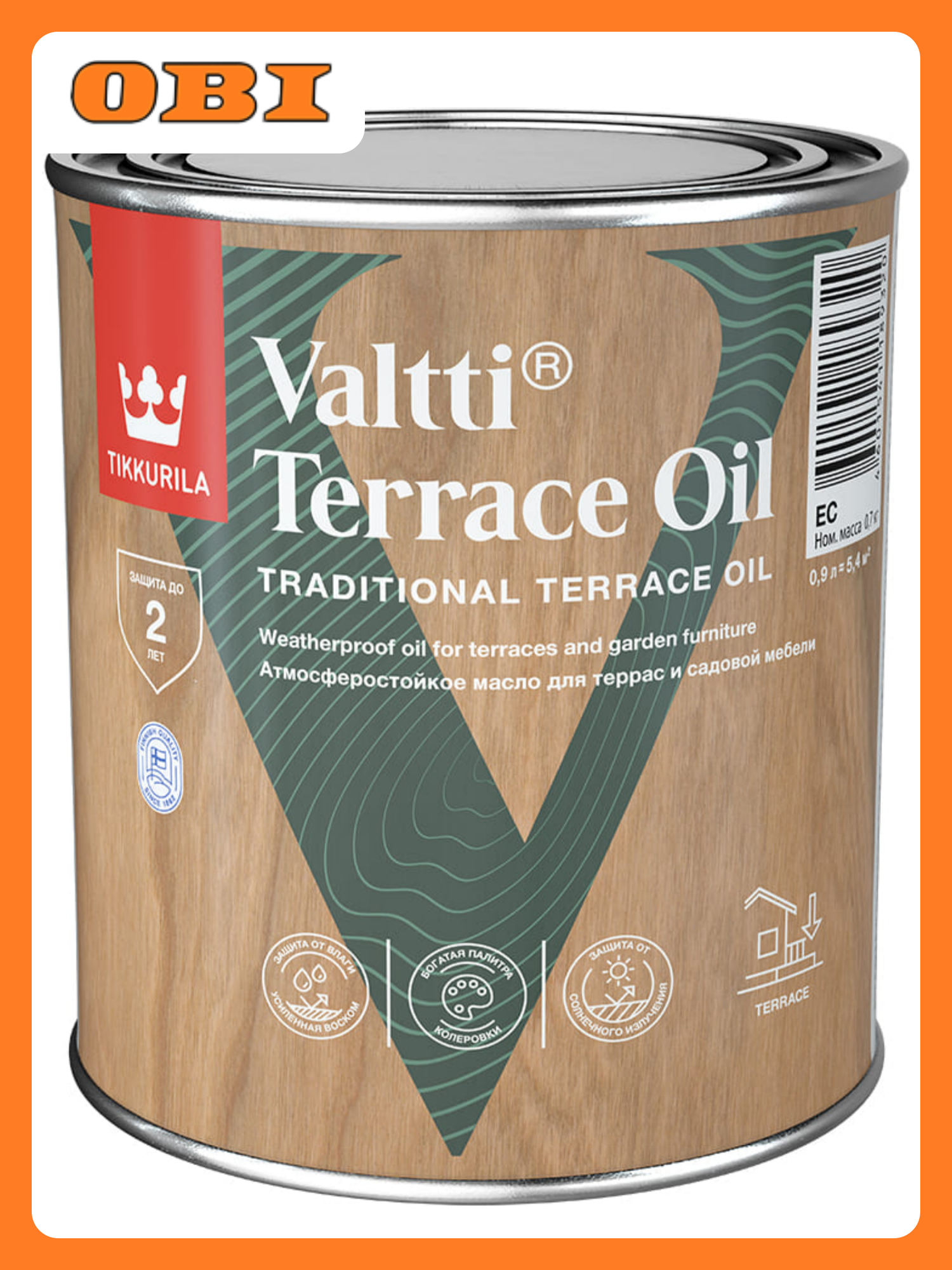 Масло Tikkurila/Tikkivala Valtti Terrace Oil бесцветное 0,9 л