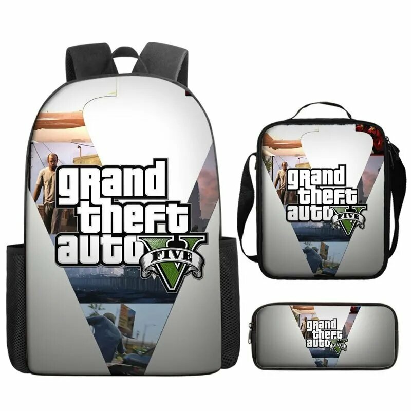 Рюкзак школьный игра Grand Theft Auto сумка для обеда пенал комплект для школьников