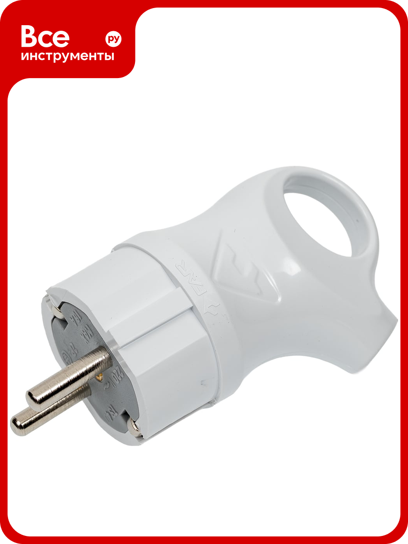 Вилка штепсельная FAR с кольцом с заземлением белый F182