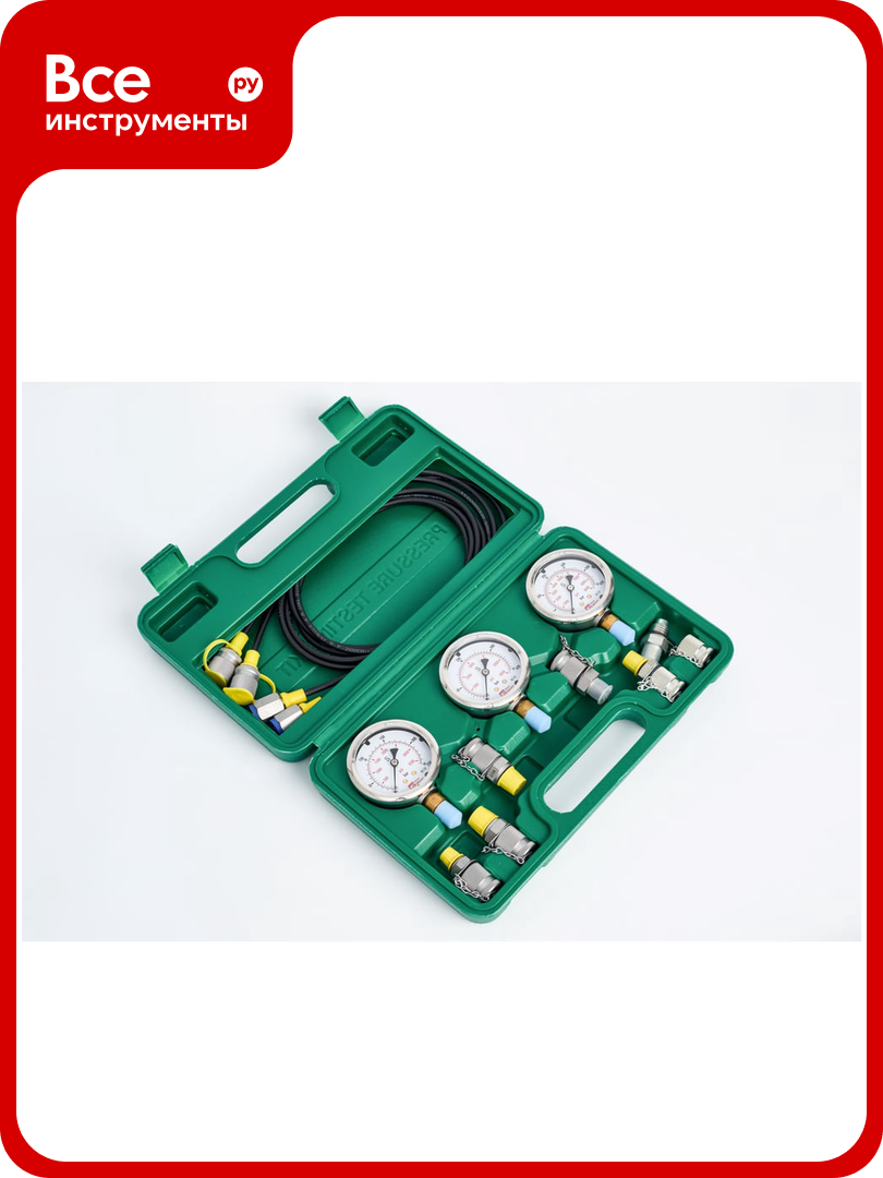 Набор для тестирования гидросистемы Рок Юнит TK-60 с шестью адаптерами и манометром до 600 бар в кейсе для удобной транспортировки и работы
