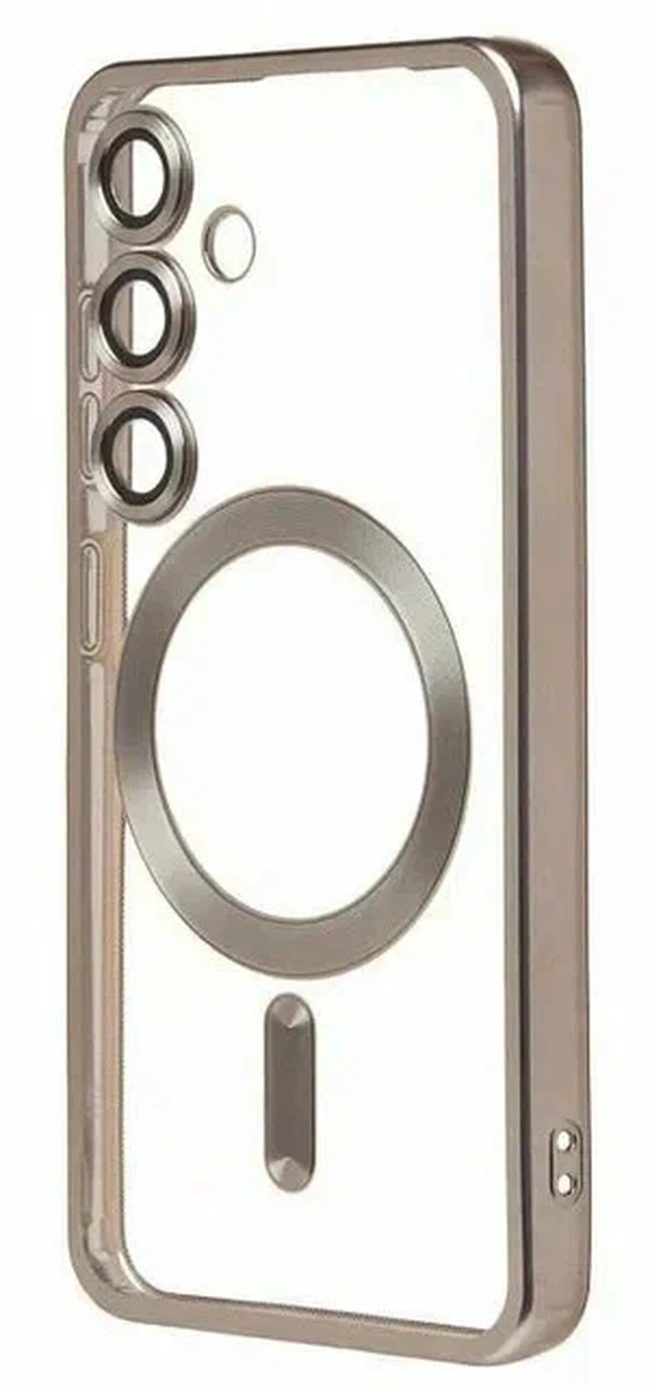 Премиальный чехол для Samsung S25 FE противоударный с поддержкой беспроводной зарядки с защитой камер бронзовый