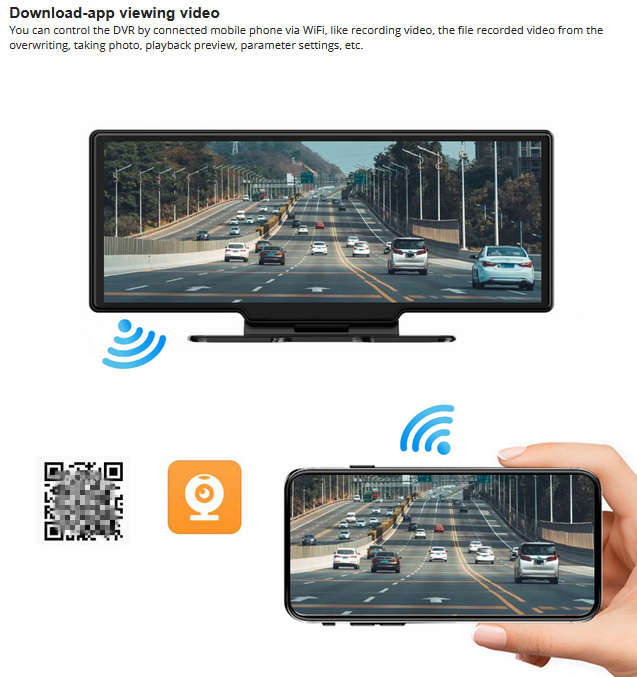 10,26 "Видеорегистратор Dash Cam DVR Поддерживает Беспроводной Carplay и Android Auto BT FM 1080P Плеер