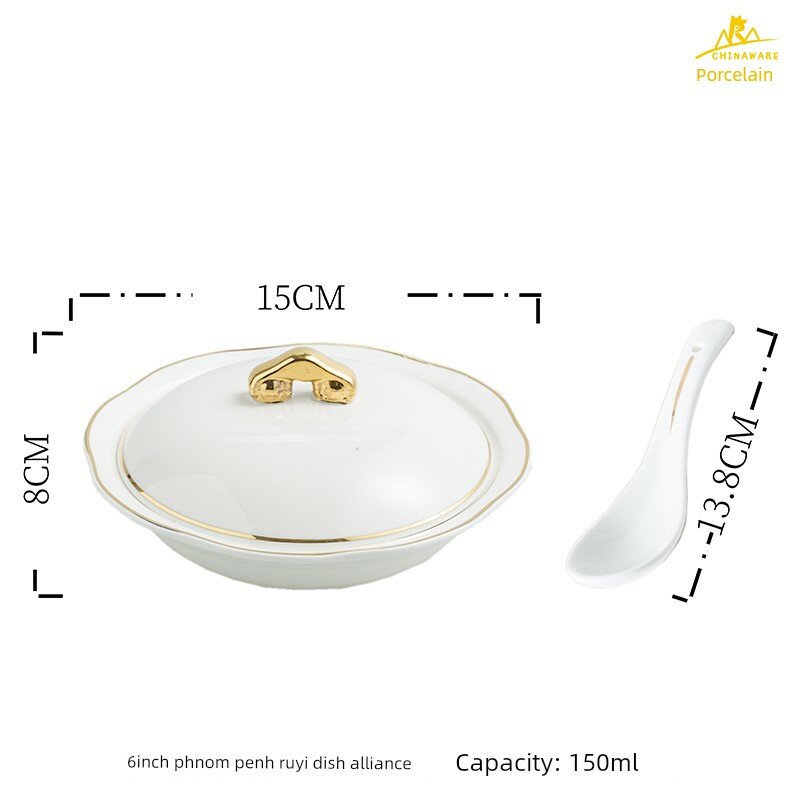 Керамическая посуда в китайском стиле для отелей: миска для риса (птичье гнездо, снежный гриб, морской улиток), чаша