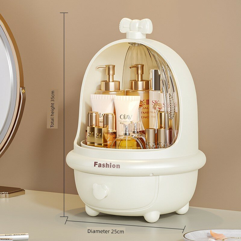 Вращающийся органайзер для косметики, милый девичий пылезащитный настольный стеллаж для хранения духов, органайзер для