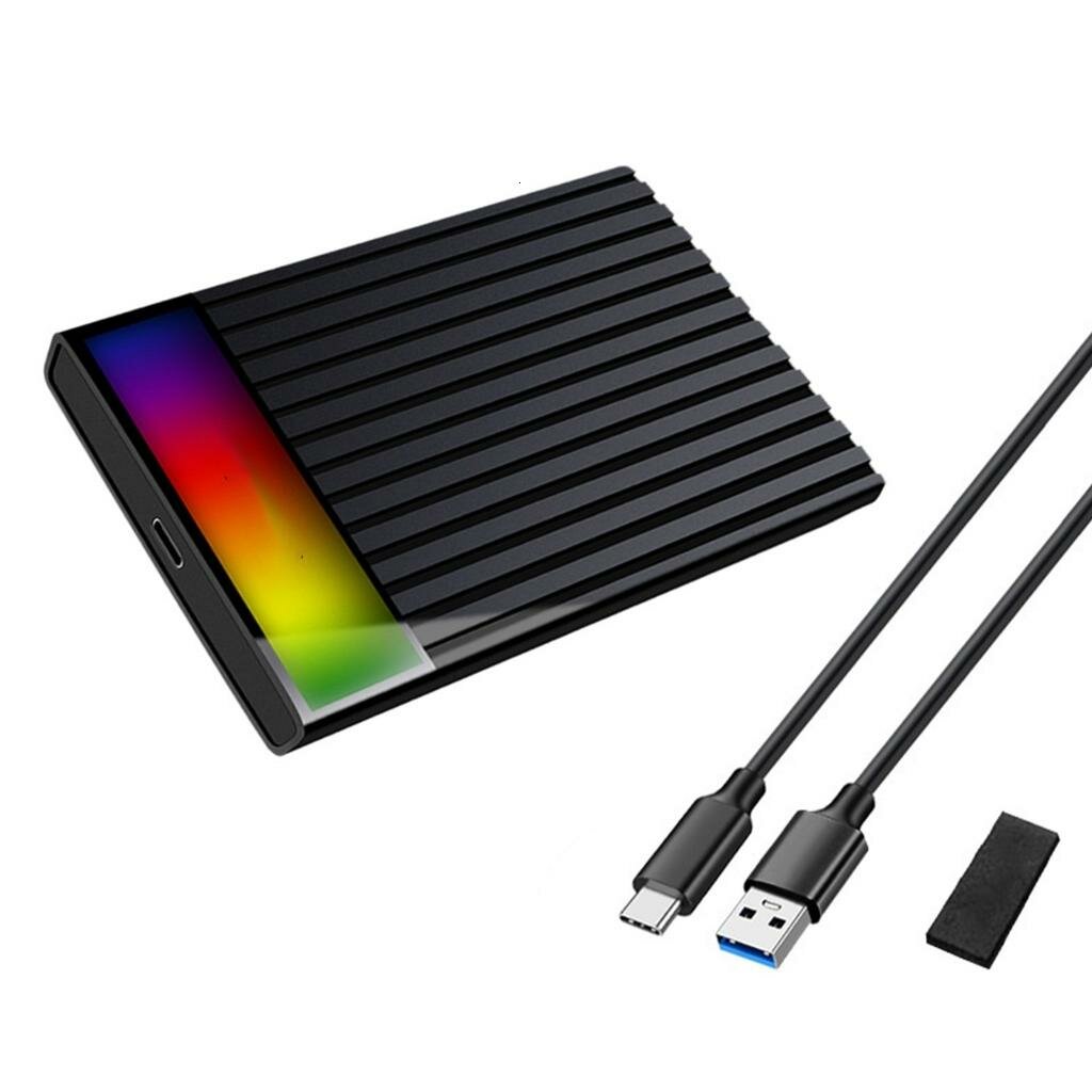 Корпус для SSD 2.5" SATA с USB-C и RGB-подсветкой, Головка переменного тока