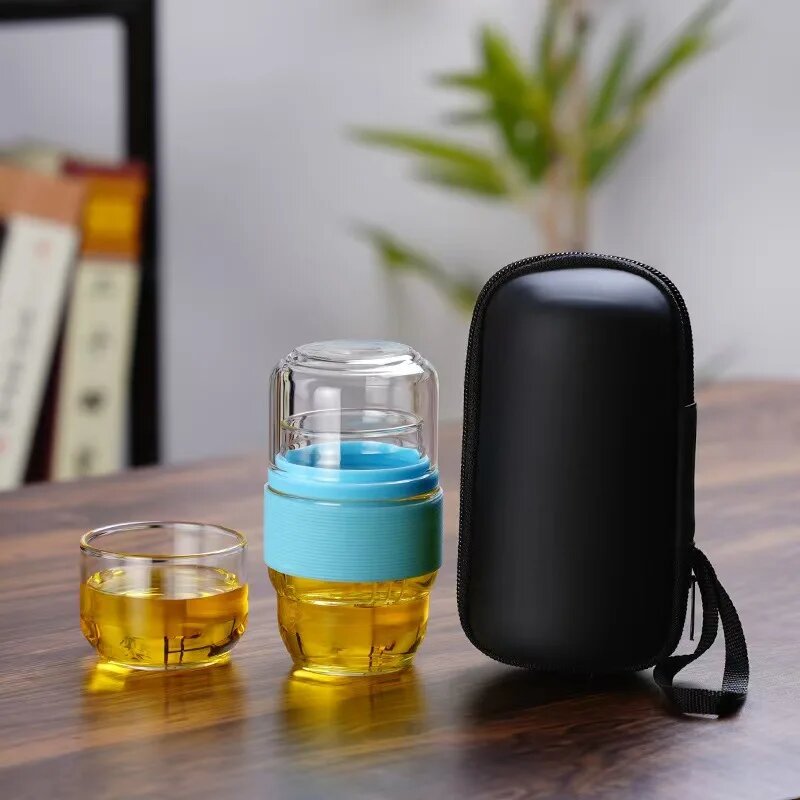 Дорожные чайные наборы ACRDDK со стеклянным чайником Sky blue