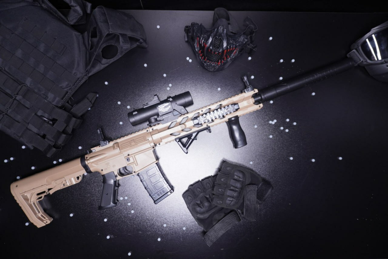 Орбиз автомат M4 Ядовитая Змея, стреляет мягкими шариками, гидрогеилевый автомат, M4, Песочный