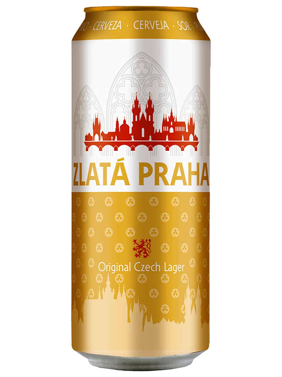 Пиво "Zlata Praha", светлое, чешский лагер, 0,5 л, 5% крепость, ж/б