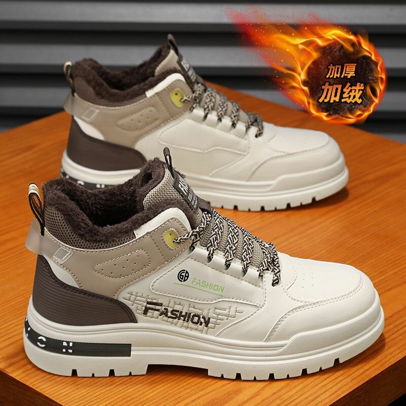 LUO Белые Кеды Мужчины Осень Дыхающие Легкие Подошва/XB13-1 plus velvet rice brown