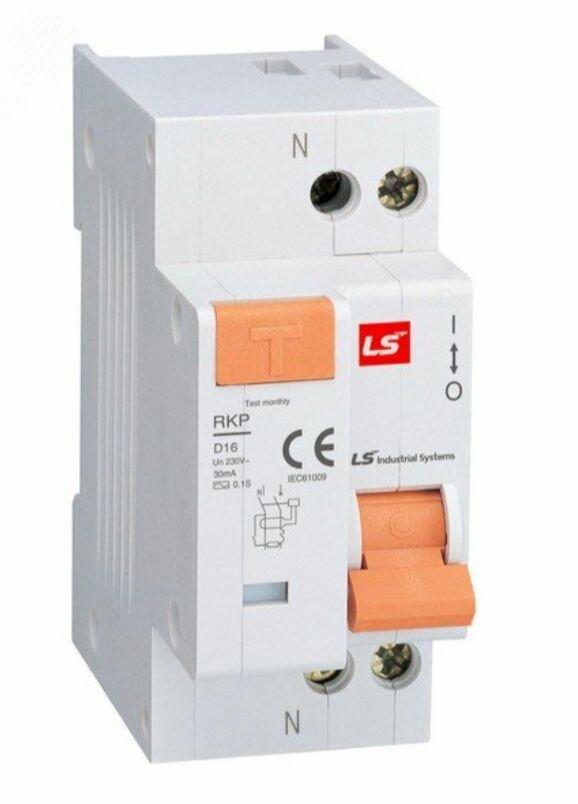 Дифференциальный Выключатель автоматический RKP 1P+N C6A 30mA 062203688B LS Electric