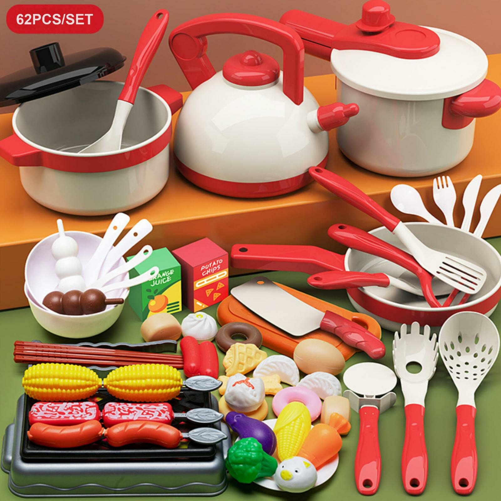 Детский набор для подражания кухне, кухонная посуда, ролевые игры, шеф-повар, навыки жизни, игрушка-кухня, фрукты, овощи, нарезка, готовка, набор