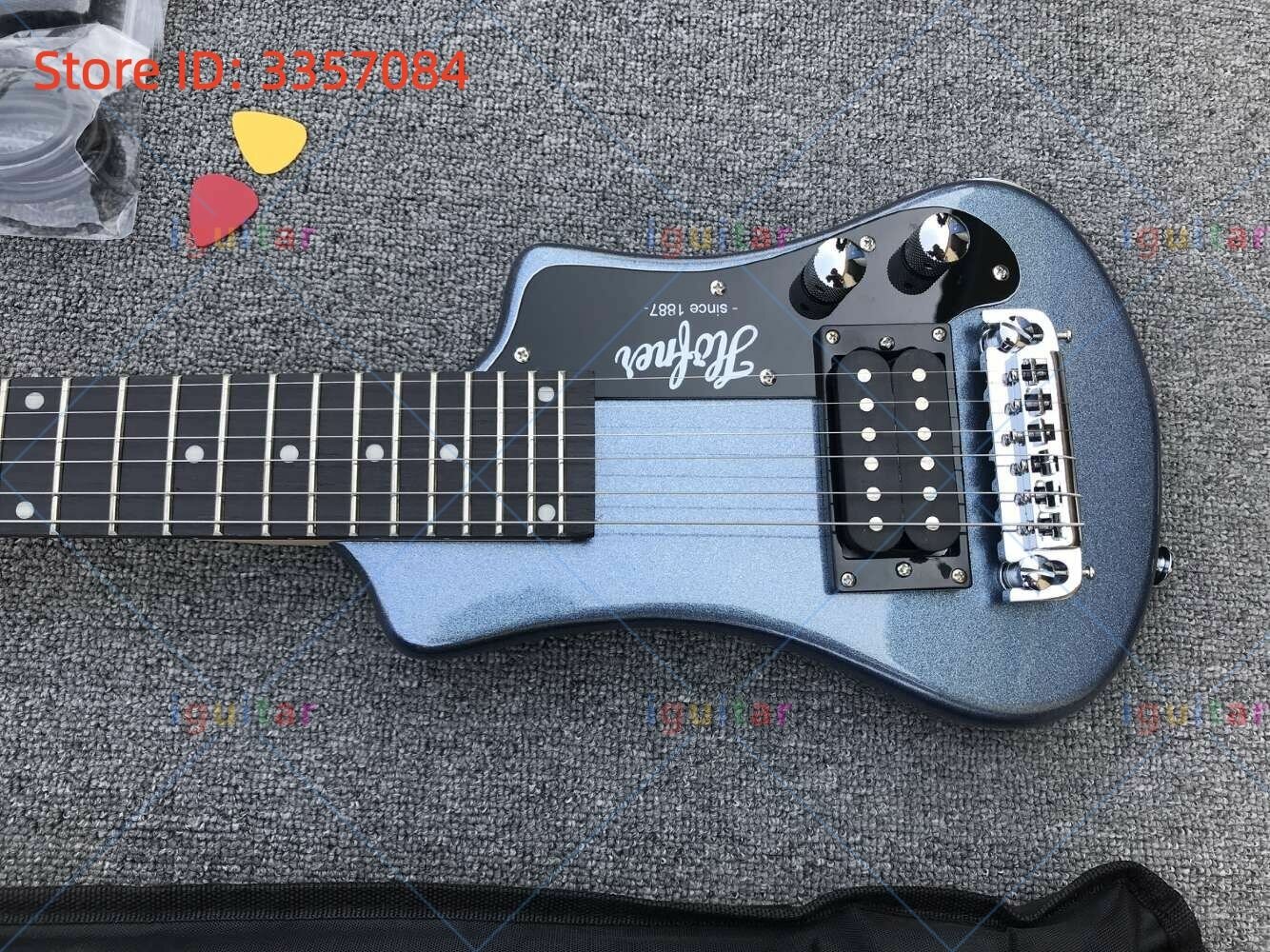 6-Струнная Дорожная гитара Hofner Портативная мини-электрогитара черного, красного, синего цвета с мягкой хлопчатобумажной сумкой + ремешком + медиаторами