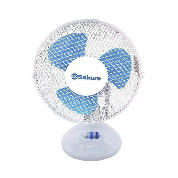 Вентилятор Sakura настольный, бело-голубой, 2 скоростных режима SA-13B