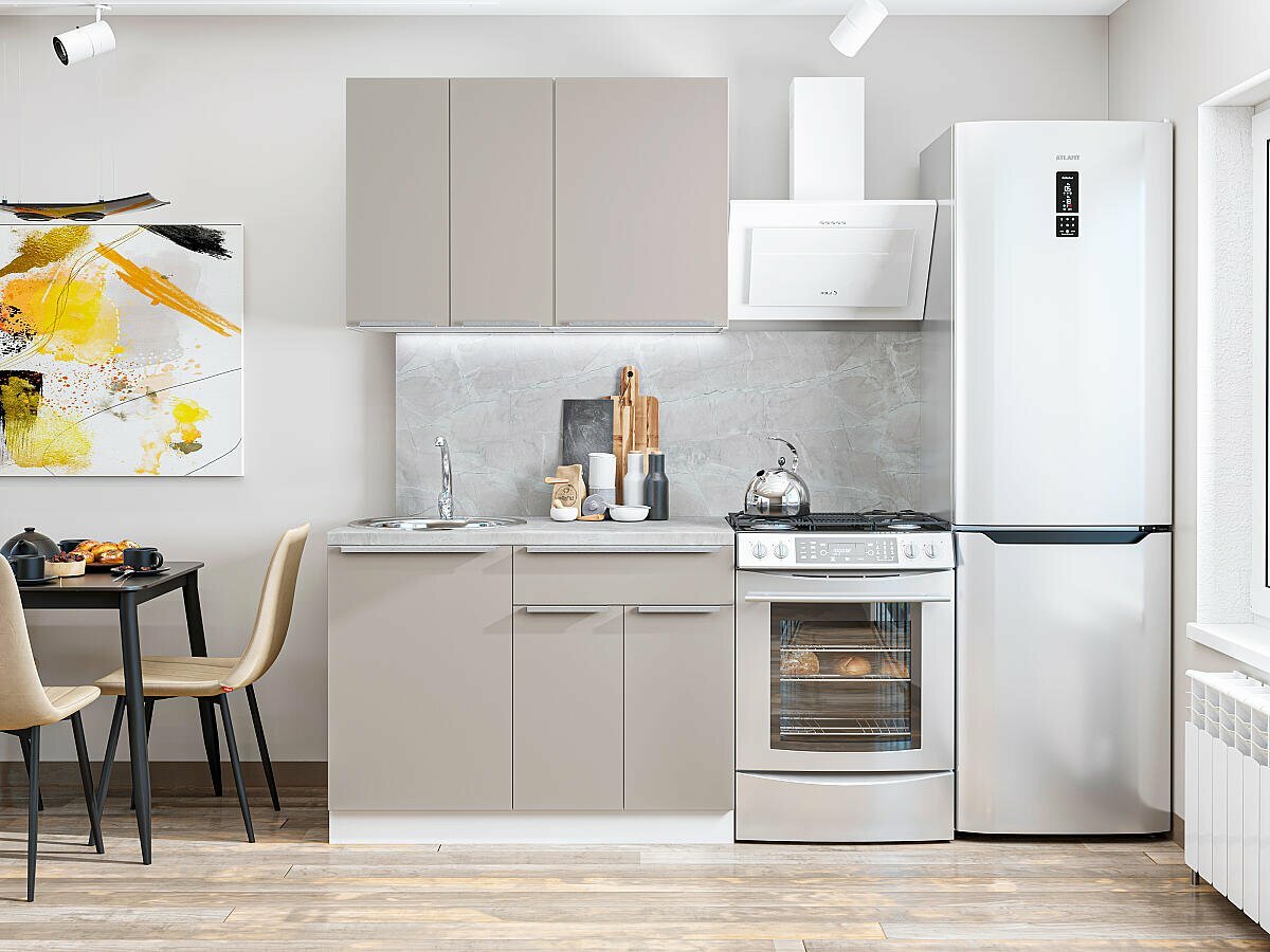 Готовый кухонный гарнитур кухня 1 метр Фьюжн-05 2140*1000*600 Clay Silk