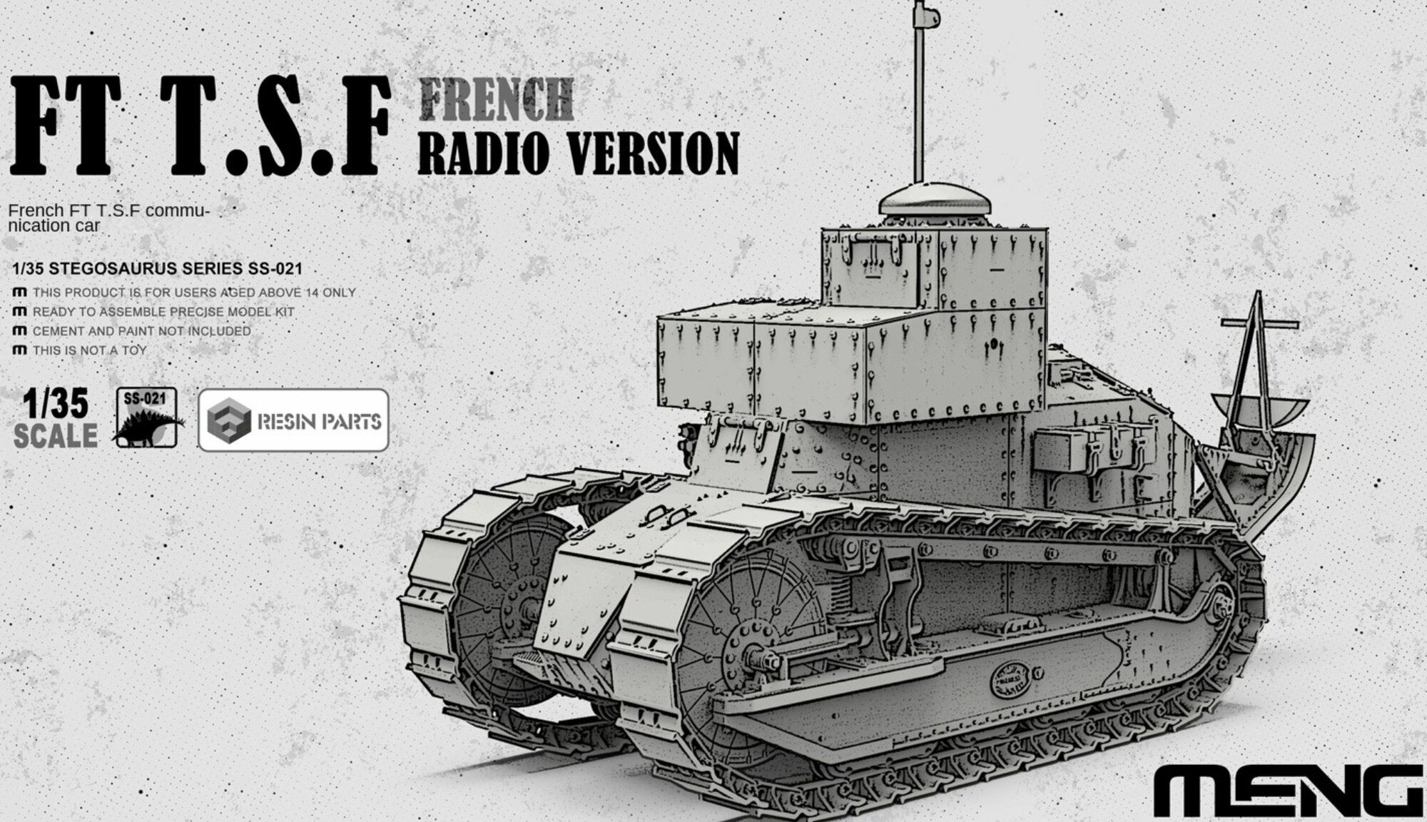 MENG SS-021 1/35 Французский FT TSF Радио версия (с смоловыми деталями) Набор модели танка
