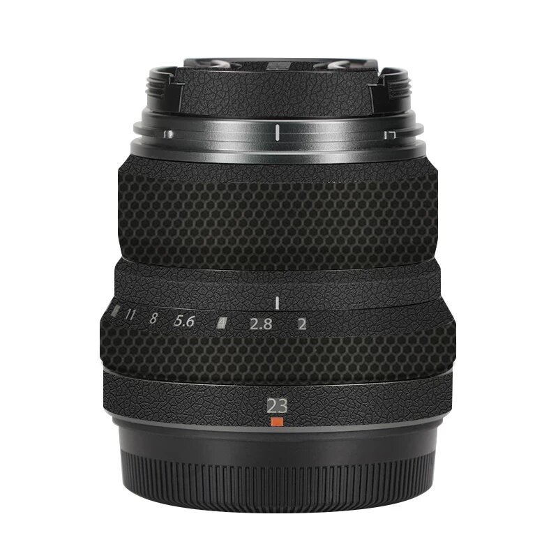 Защитная пленка для объектива Fuji XF23F2 - Черная кожаная текстура, полная защита для камер Fujifilm