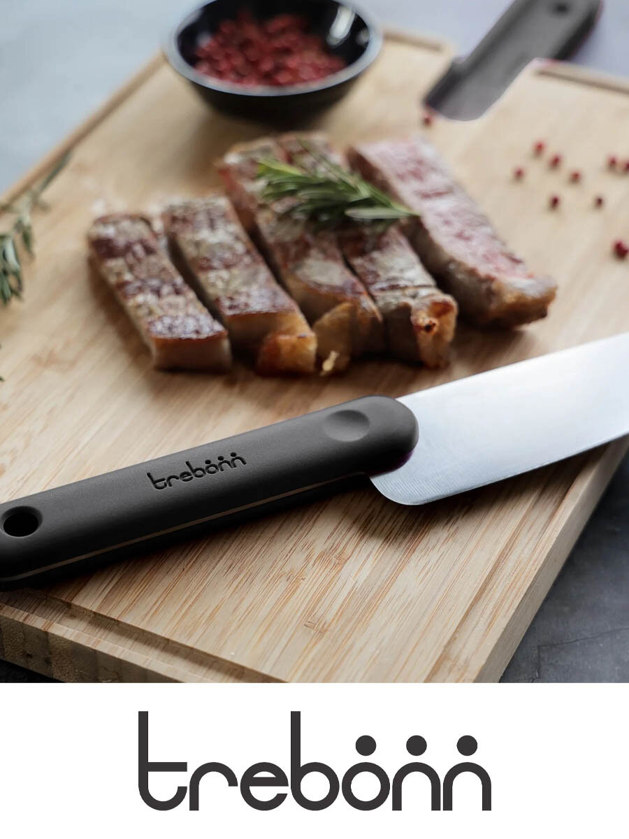 Доска разделочная с поварским ножом TREBONN 43x24x2,4см, бамбук