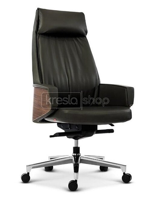 Кресло для руководителя Directoria&Moder байрон черная кожа, шпон темный орех