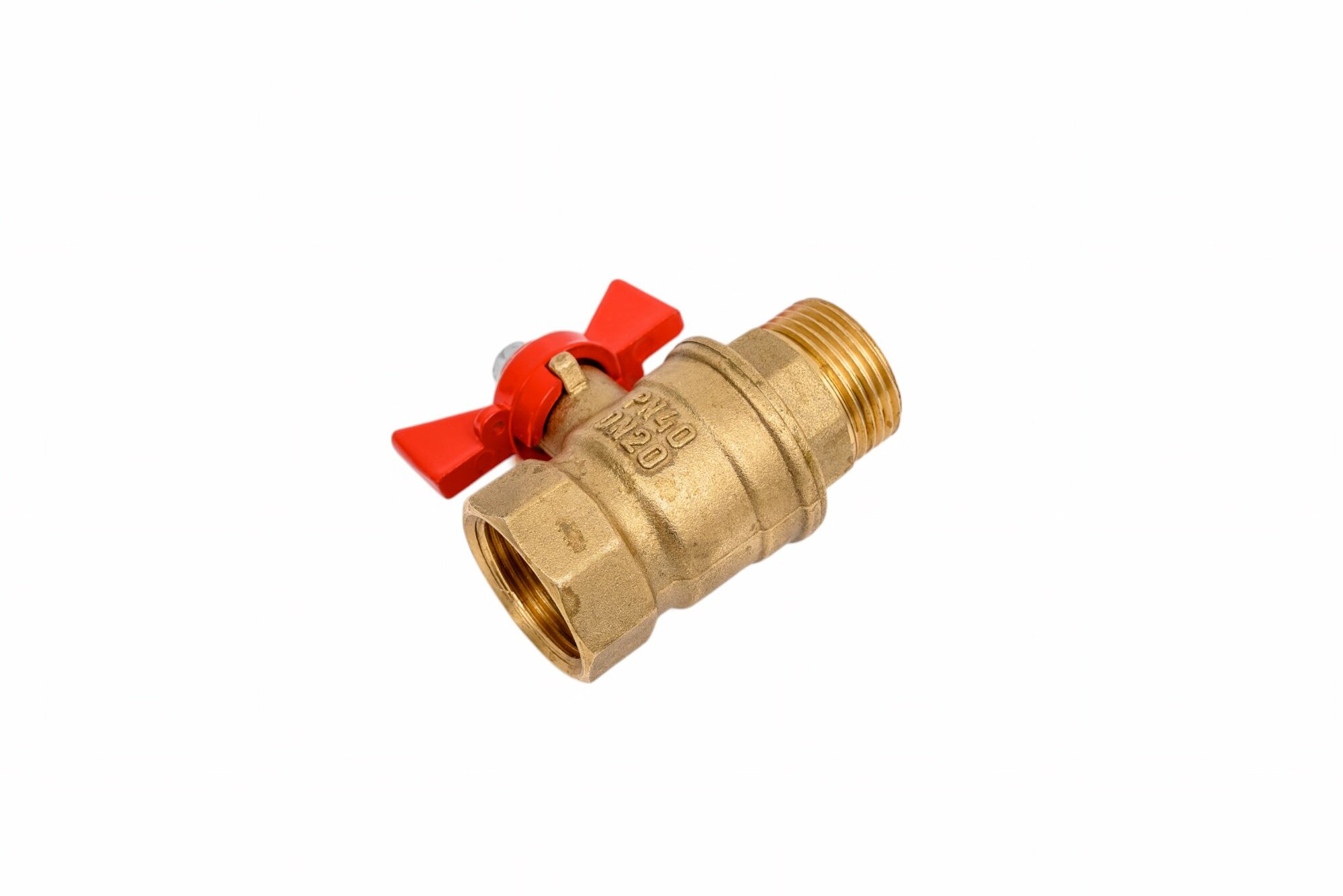 Кран шаровой Valfex N/P59 бирка для воды, 3/4" ВР/НР, ручка бабочка, латунный 11Б27фт1М (72/18) VF.218. LB1.034. N/P59. Bir