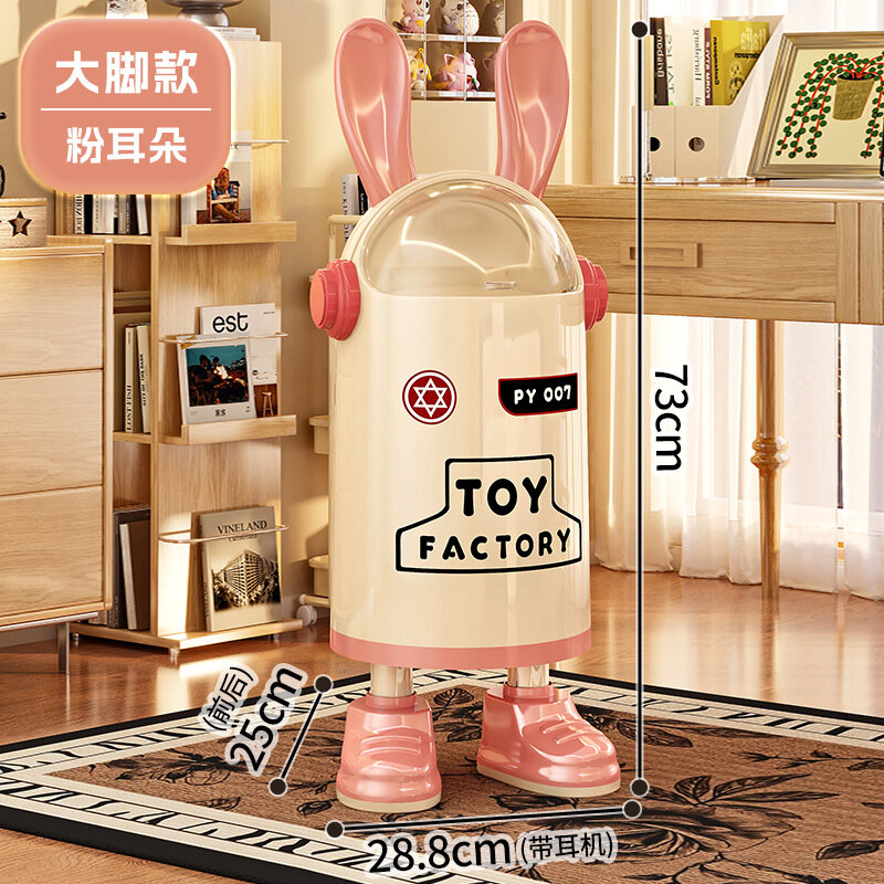 Креативная мусорная корзина с мультяшным дизайном, домашняя, с откидной крышкой, высококачественная, с ушками кролика, крышкой и колесами для кухни и гостиной, интернет-знаменитость, большая двойная корзина