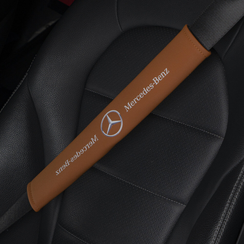 Защитный накладка на плечевой ремень с логотипом Mercedes-Benz, удлиненная кожаная, удобная и дышащая накладка на плечевой ремень