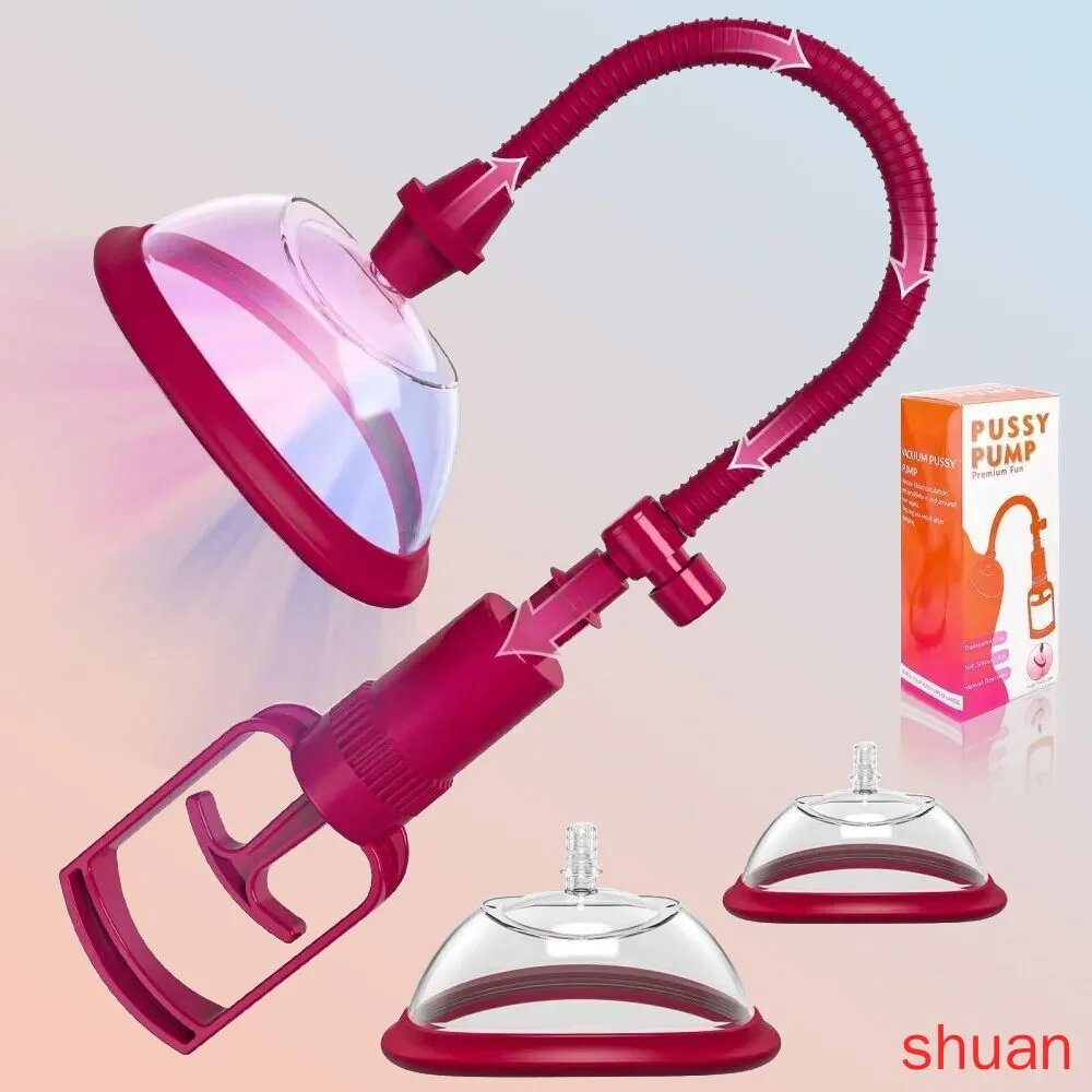 Женская вакуумная помпа для клитора и вагины, груди стимулятор, секс игрушка 18+ для взрослых девушек, интимный товар, красный