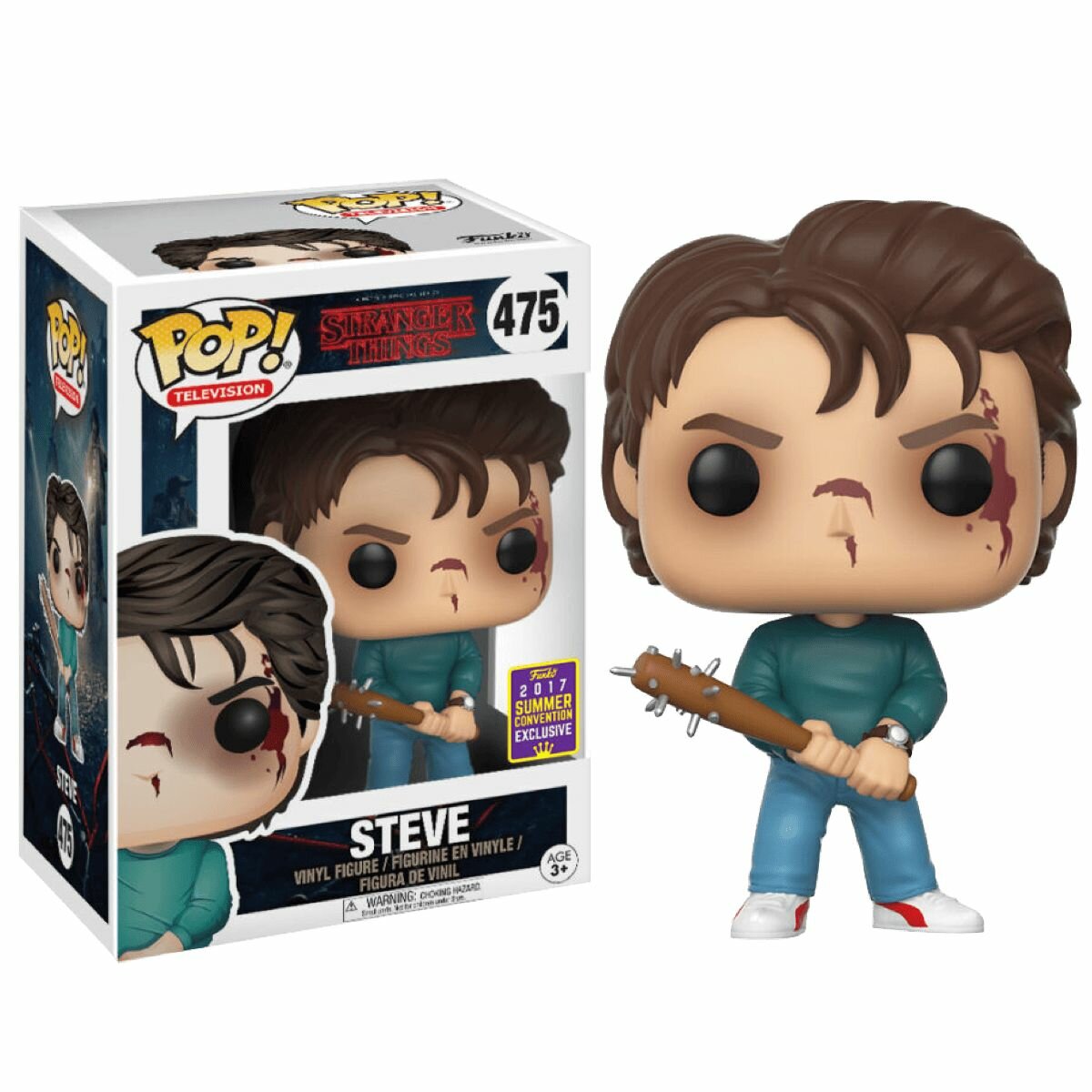 Фигурка Funko POP Steve Harrington Bloody With Baseball Bat (Эксклюзив SDCC 2017) из сериала Stranger Things / Стив Харрингтон с битой в крови из Очень странные дела Фанко ПОП