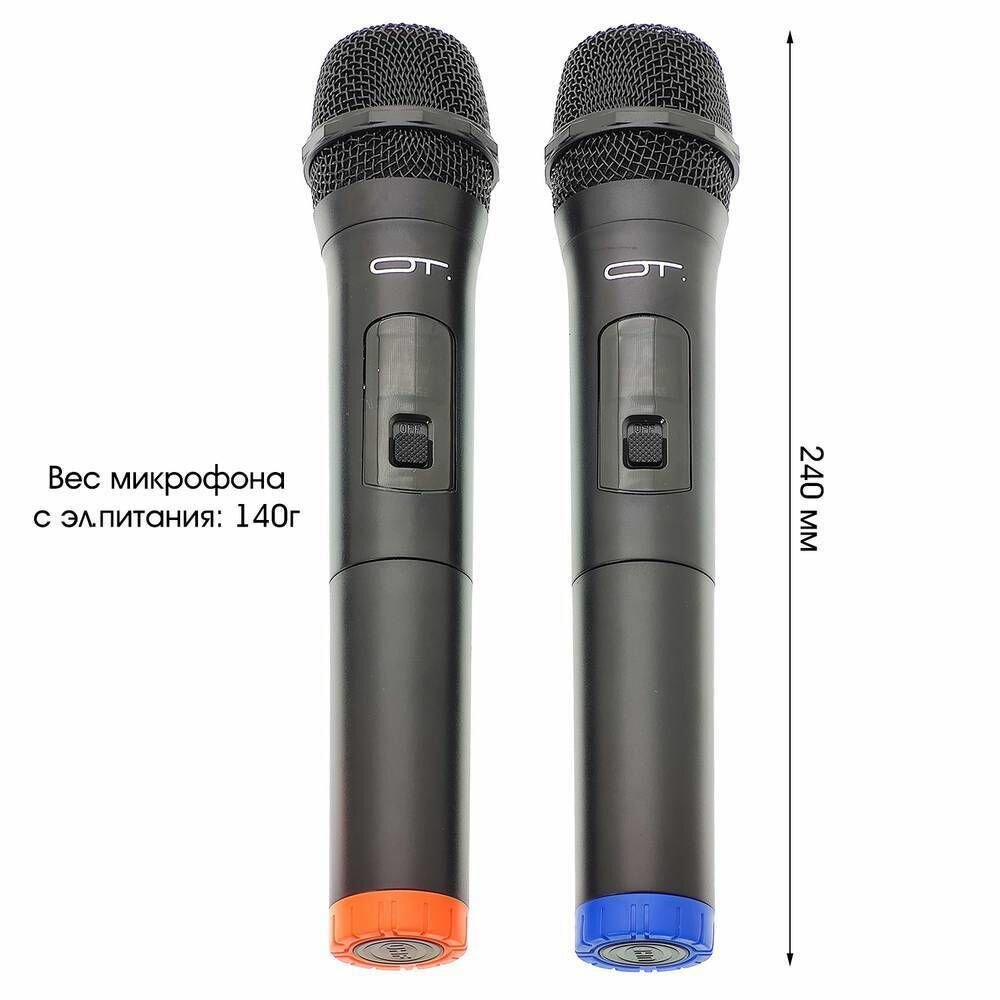 Микрофоны Орбита OT-ERM12, для вокала, беспроводные, чёрный, 2шт