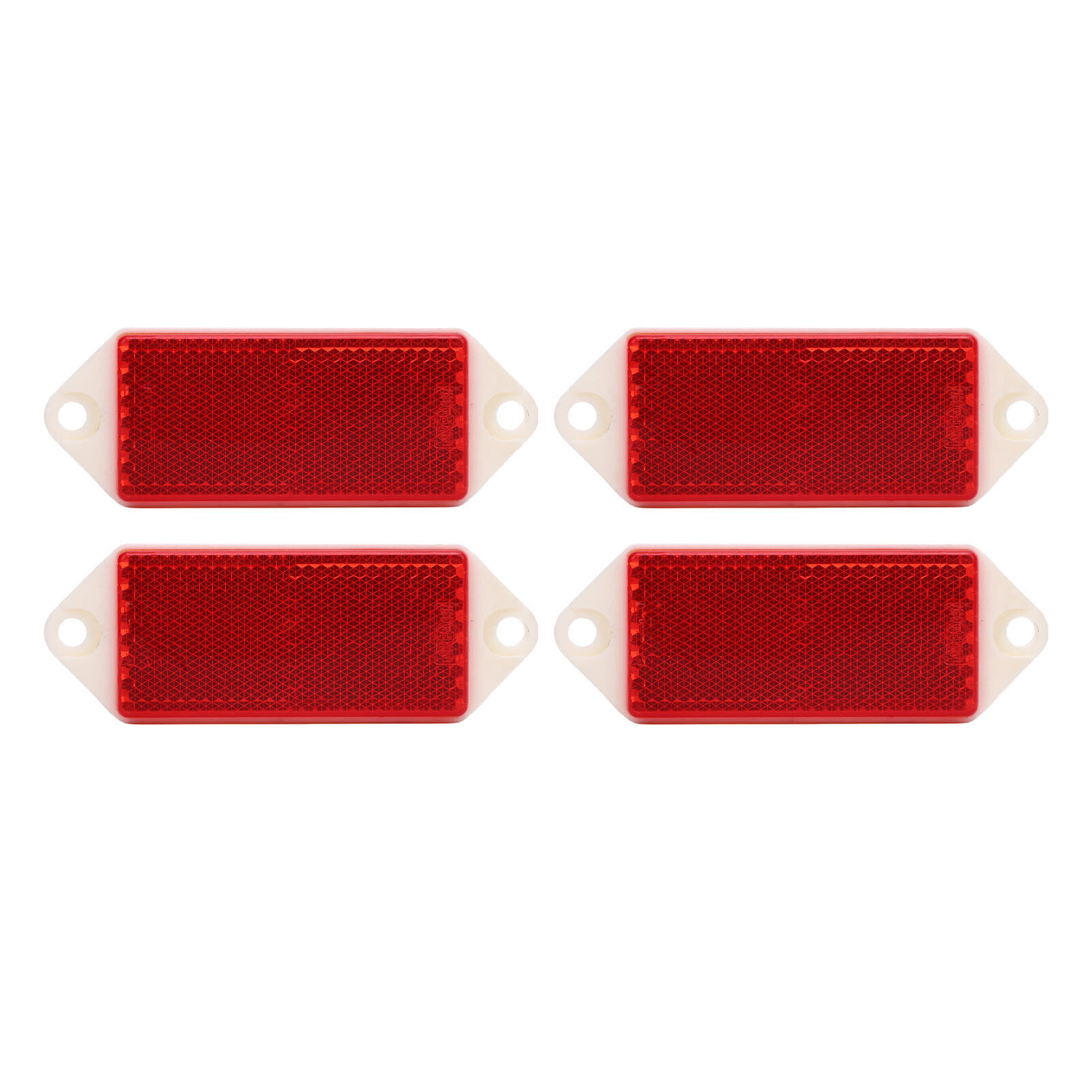 4 прямоугольных светоотражателя на винтовом креплении из пластика для повышения безопасности дорожного движения, для прицепов, грузовиков, мотоциклов, заборов и ворот, красного цвета.