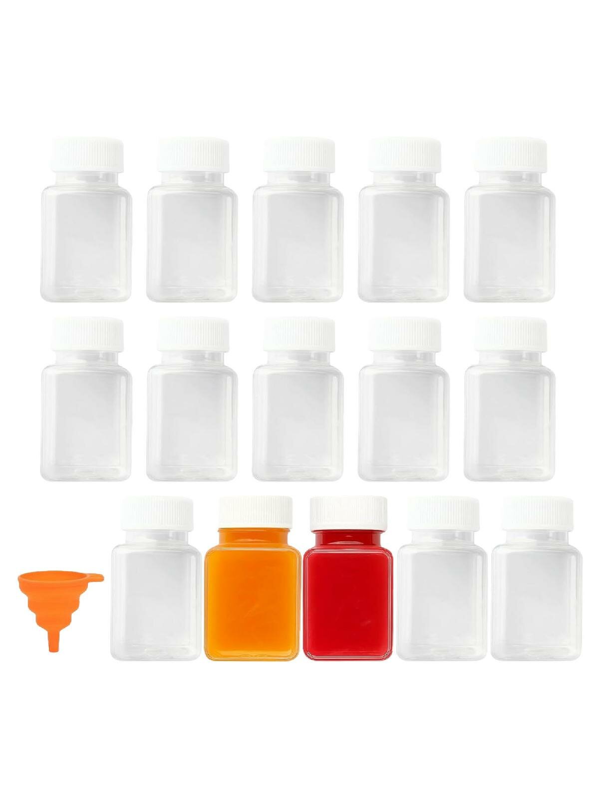 15шт ПЭТ Квадратные бутылки емкостью 100 мл, Штабелируемые Многоцелевые банки для хранения