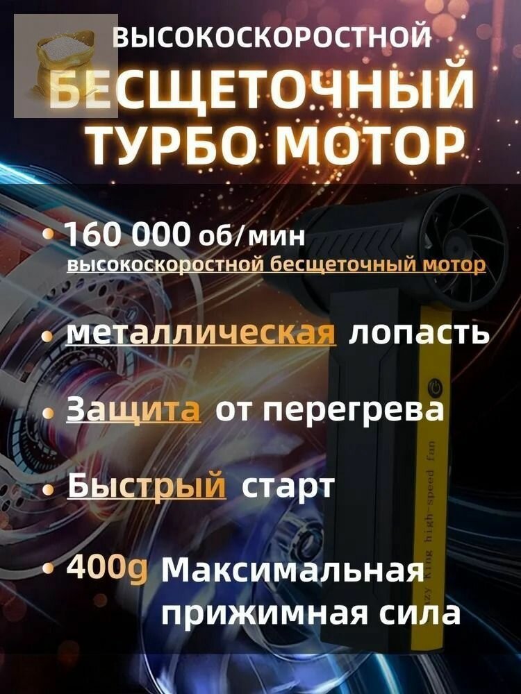 Портативная аккумуляторная воздуходувка 160000 об/мин, батарея 10000 мАч для дачи и уборки
