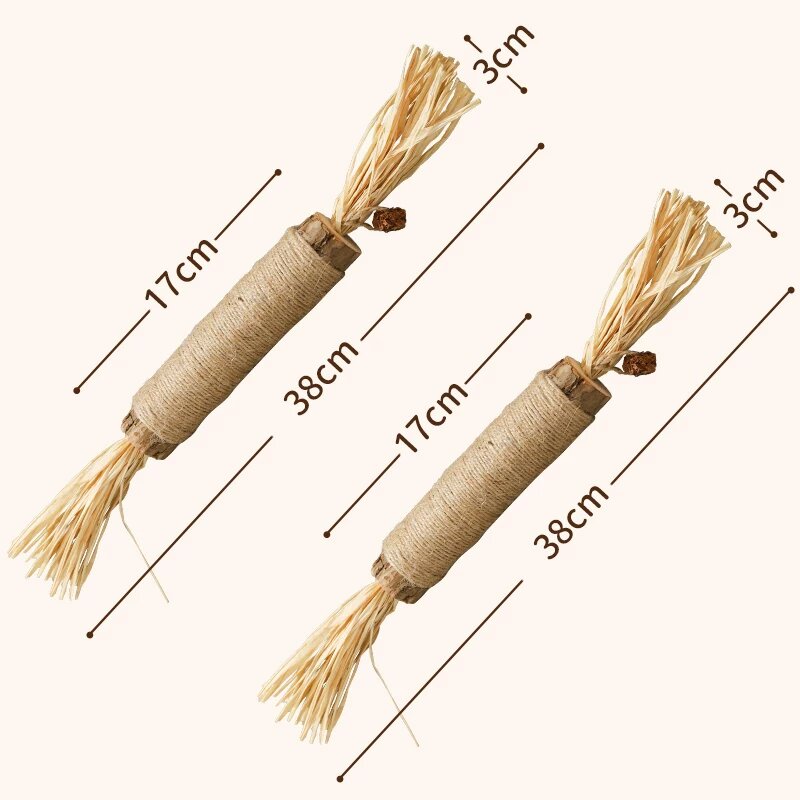 Две большие палочки для чистки зубов с котячьим мятным травой для продолжительной игры и пережевывания