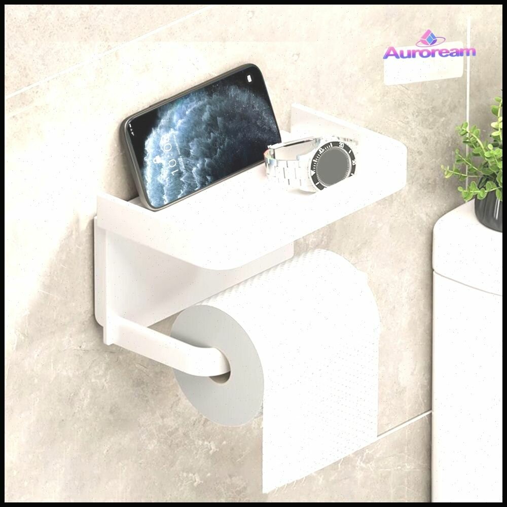 Держатель для туалетной бумаги, самоклеящийся с полкой