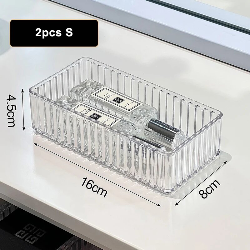 Многофункциональные прозрачные пластиковые коробки для хранения, набор для перегородки ящиков, легкая сортировка косметики, ювелирных изделий, канцелярских принадлежностей, органайзер для мелочей