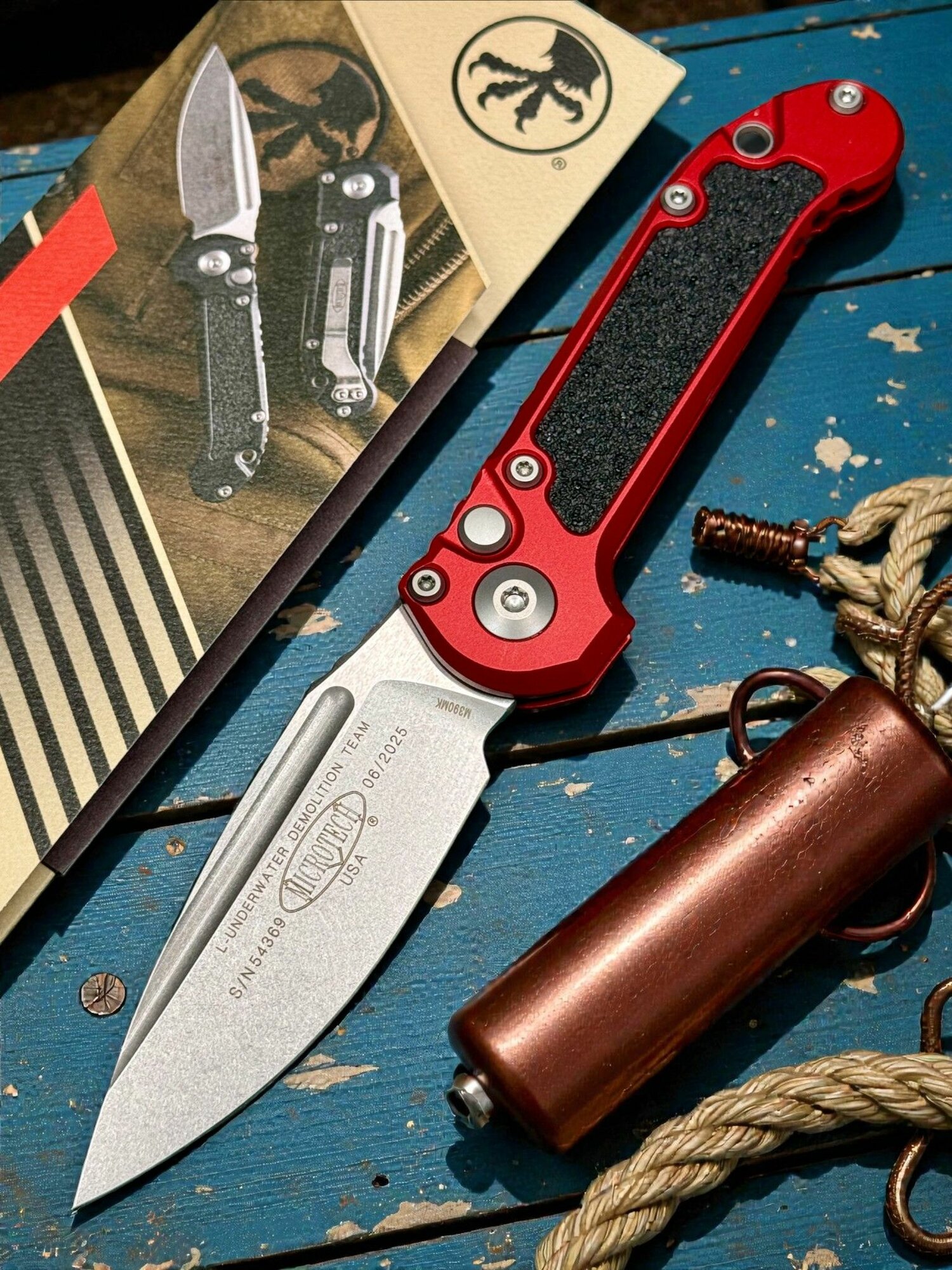 Нож складной MicroTech MCT113510RD LUDT Gen III, StoneWash Blade, Red Handle