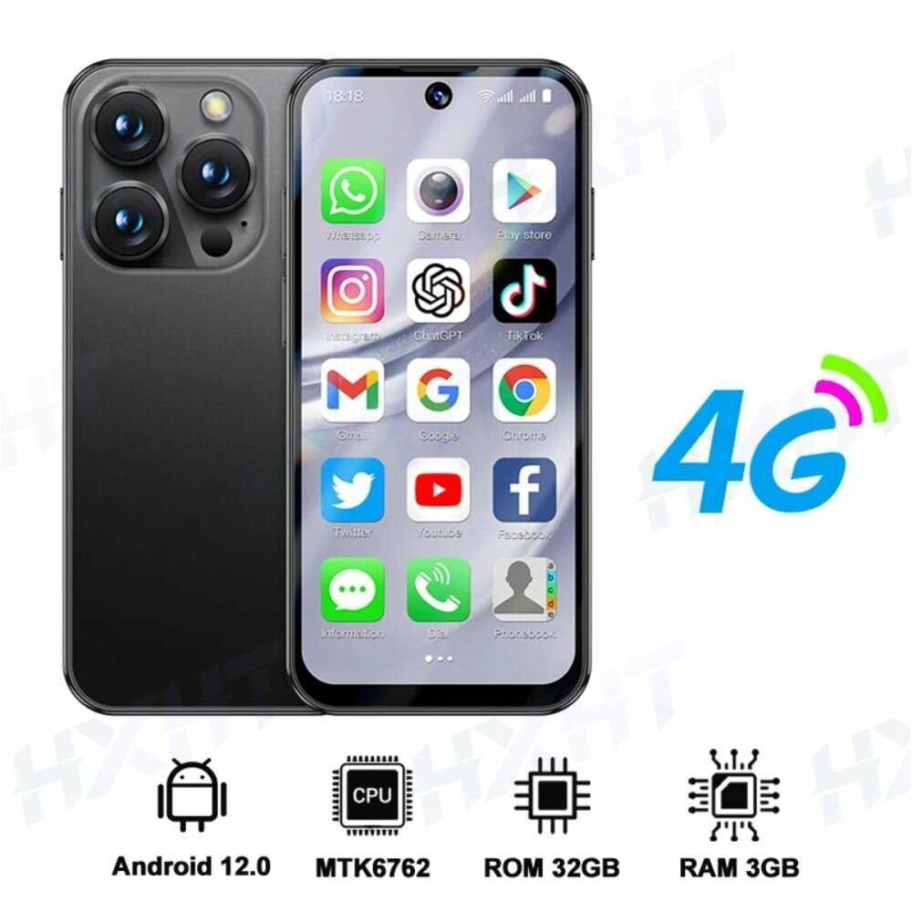 SOYES XS19 Pro Маленький Смартфон: 3,88-дюймовый Экран, 4 ГБ ОЗУ + 64 ГБ ПЗУ, Android 12.0, 4G LTE