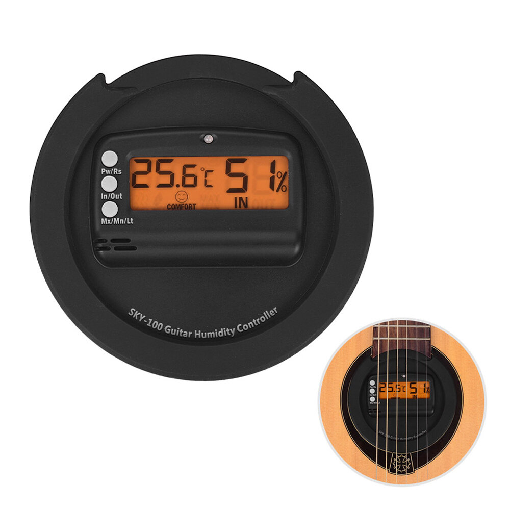 VERTECHnk SKY-100 Цифровой гигрометр и увлажнитель для резонаторного отверстия гитары, диаметр 100 мм, для акустических и фолк-гитар EQ