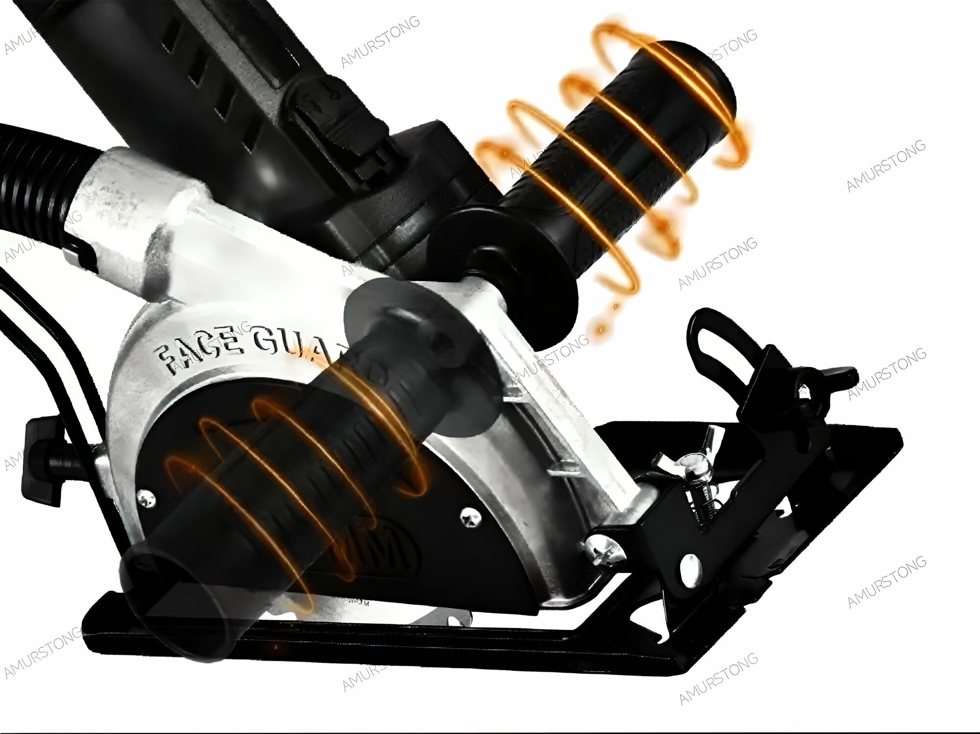 Адаптер насадка на болгарку для УШМ 125 мм под циркулярную пилу с пылеотводом хомут минимум 38мм-42мм, корпус из металла 100%