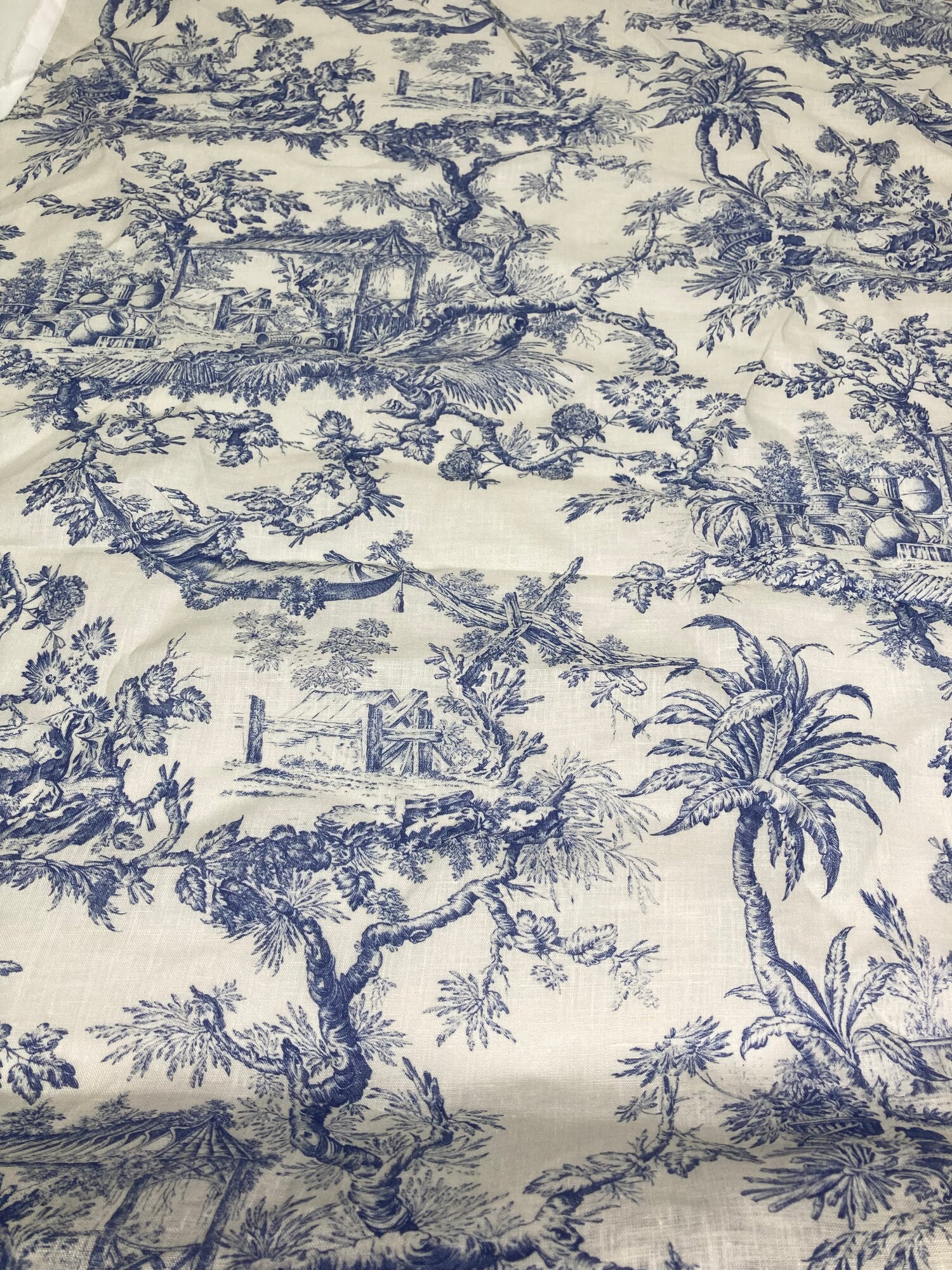 Ткань льняная сорочечная Турция "Туаль де Жуи", 100% лён, плотность 130 гр, ширина 150см, отрез 2м