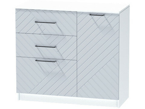 Комод с тремя просторными ящиками, из МДФ, Белый/Монблан Р-826