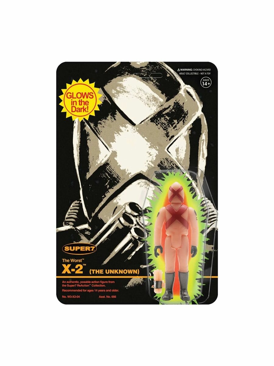 Фигурки Super7 The Worst ReAction Figures Wave 3C Series Action Figure X-2 (Monster Glow) SDCC 22(3.75inches)