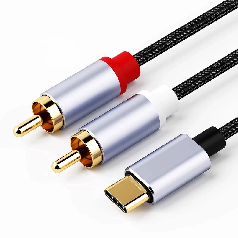 Надежный 2M двойной RCA аудиоразветвительный кабель с 3,5 мм разъемом для iPhone 15-16 Series