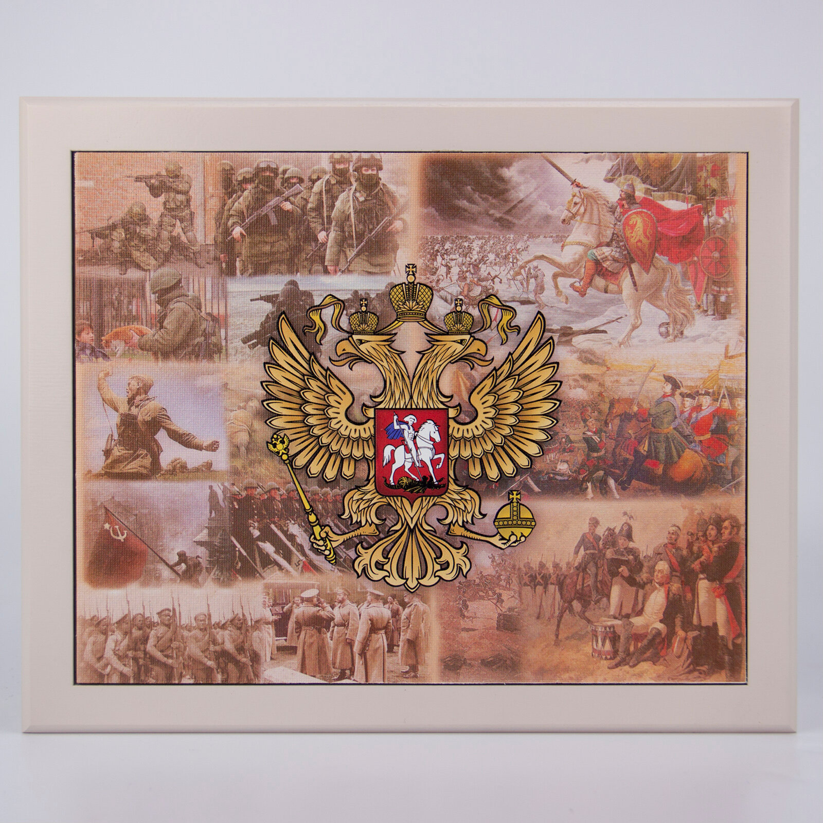 Ключница "Россия. Слава русским Защитникам!" дерево, цвет белый, печать на холсте КЛДХ-41белый