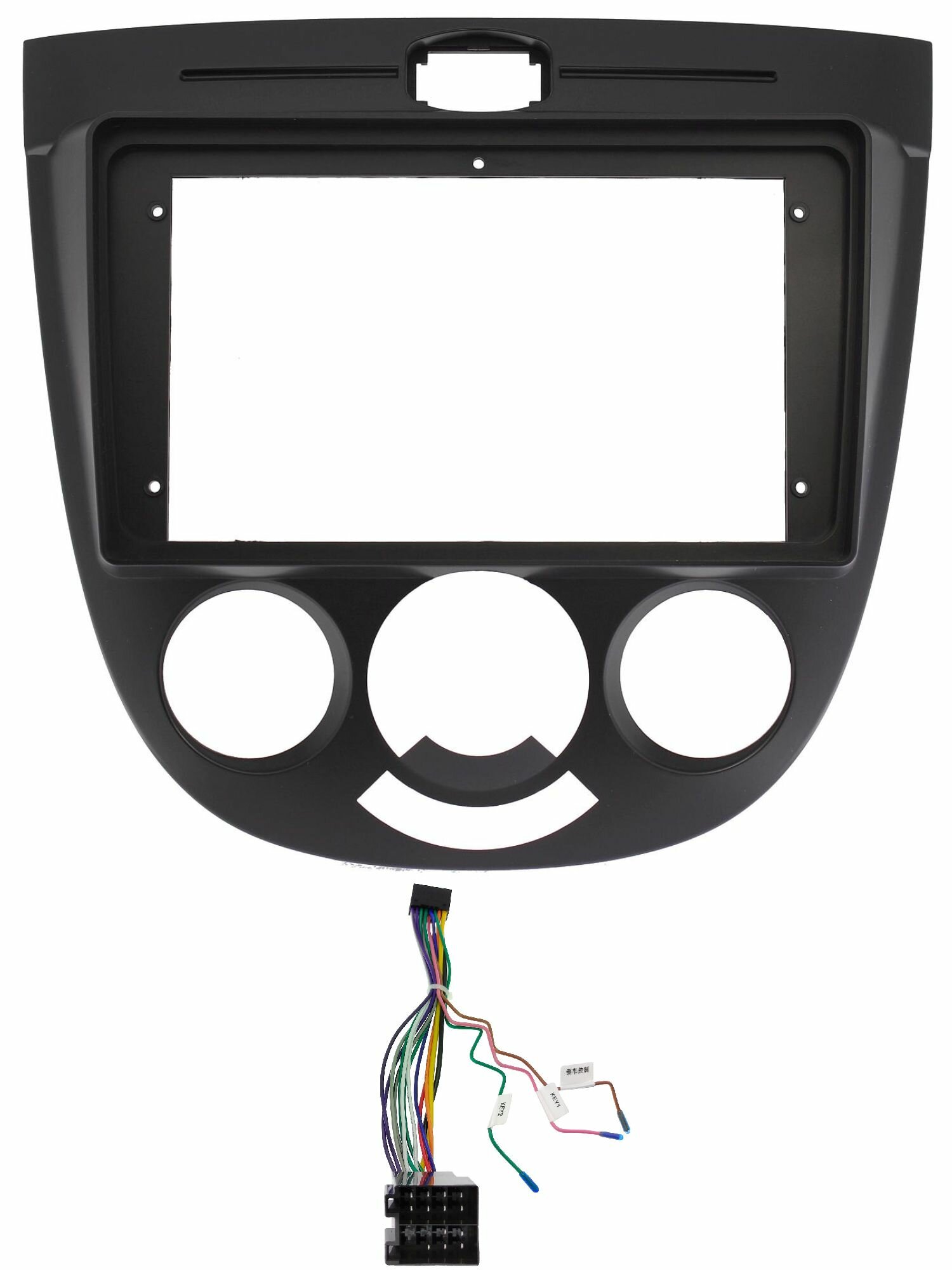 Рамка переходная Chevrolet Lacetti 2004 - 2013 (хэтч и вагон, конд. черн) + проводка для 9" магнитолы / Wide Media